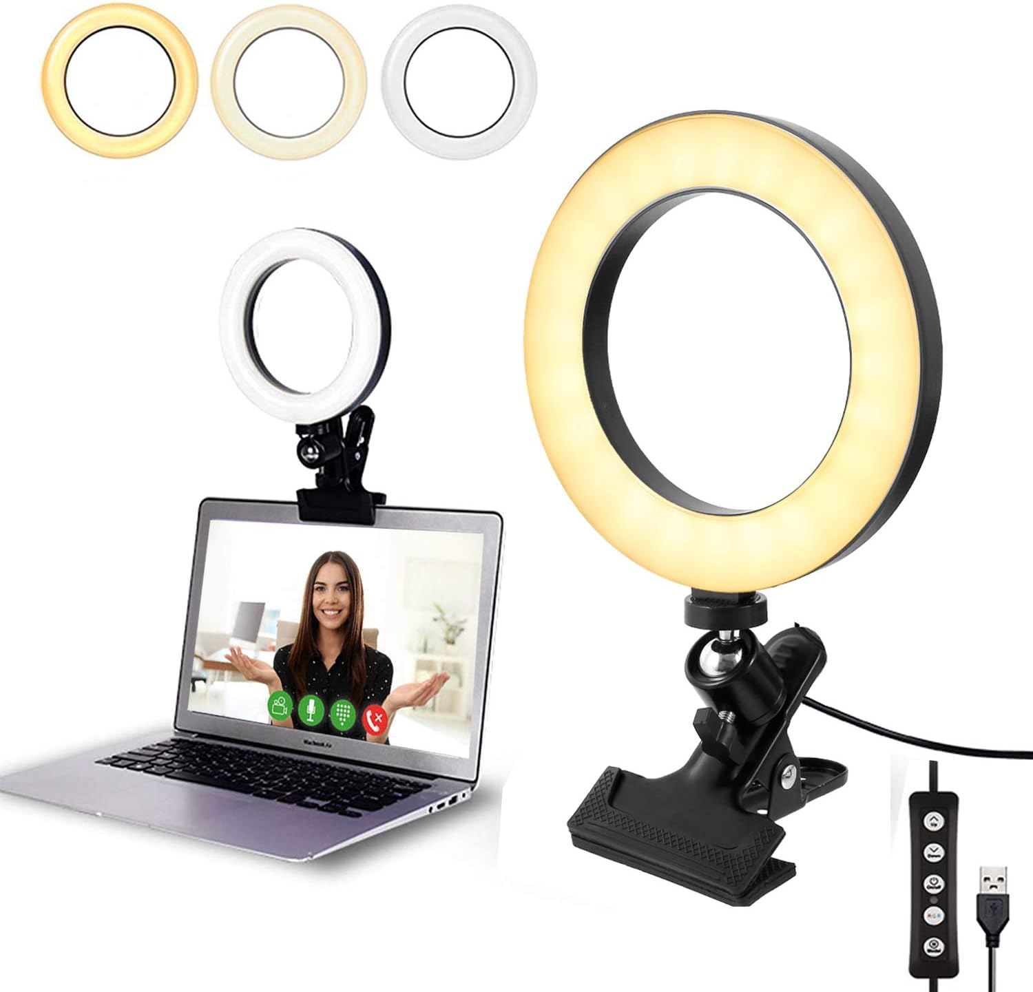 Amazon.com : SALTOUSA Video Conference Lighting Kit,6.3 inch Selfie ...