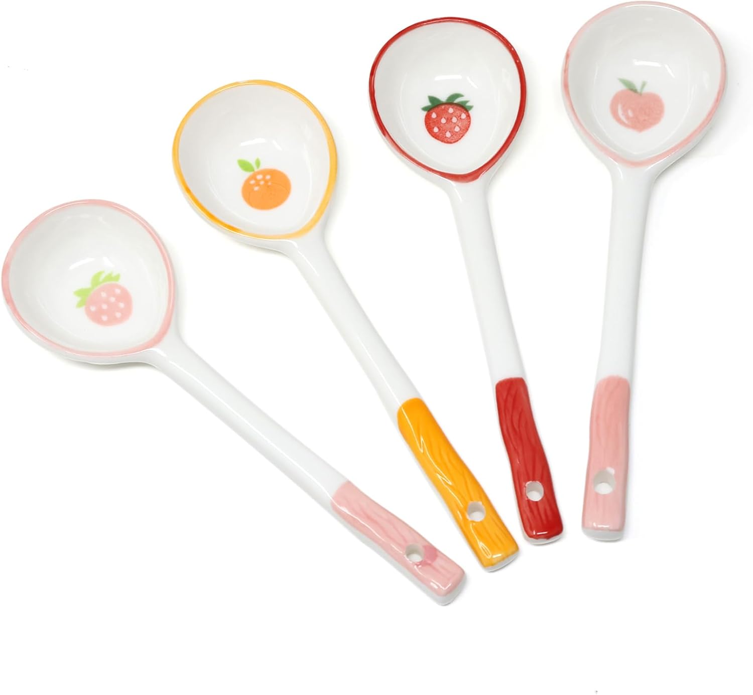 Amazon.com: Honbay 4PCS Long Handle Ceramic Soup Spoons Cute Fruit ...