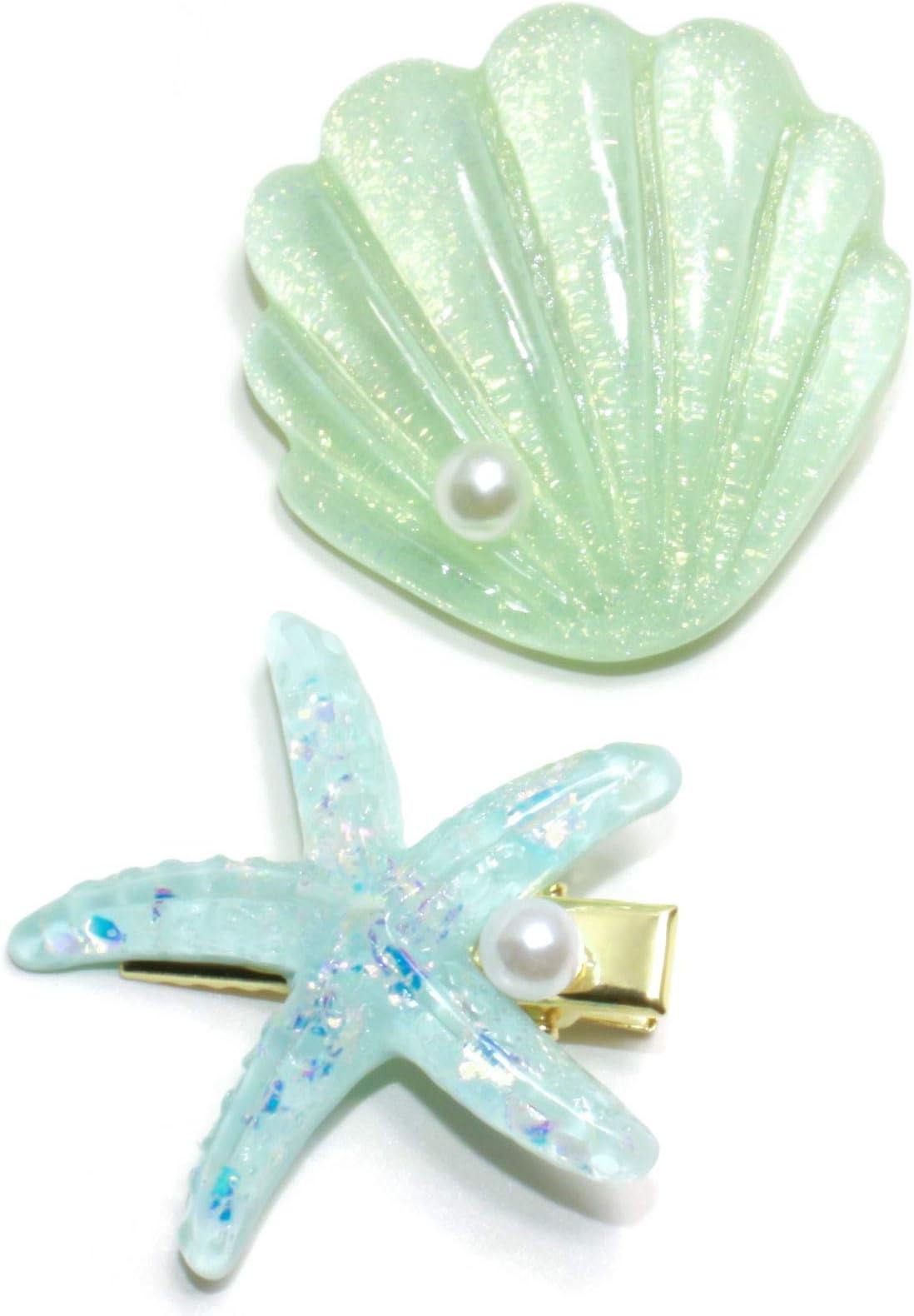 Amazon.com : Shell Pearl Starfish Hair Clip Set for Women Girls ...