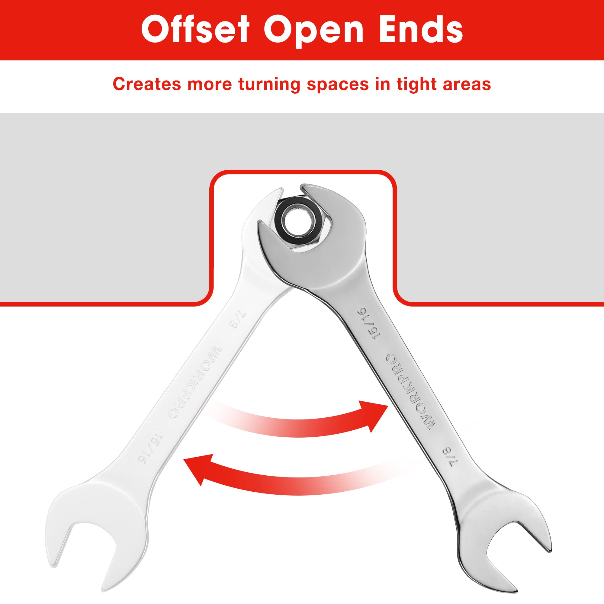 pinko SAE Super-Thin Open End Wrench Roll-up Set, 7PCS, 1/4" to 1-1/16 ...