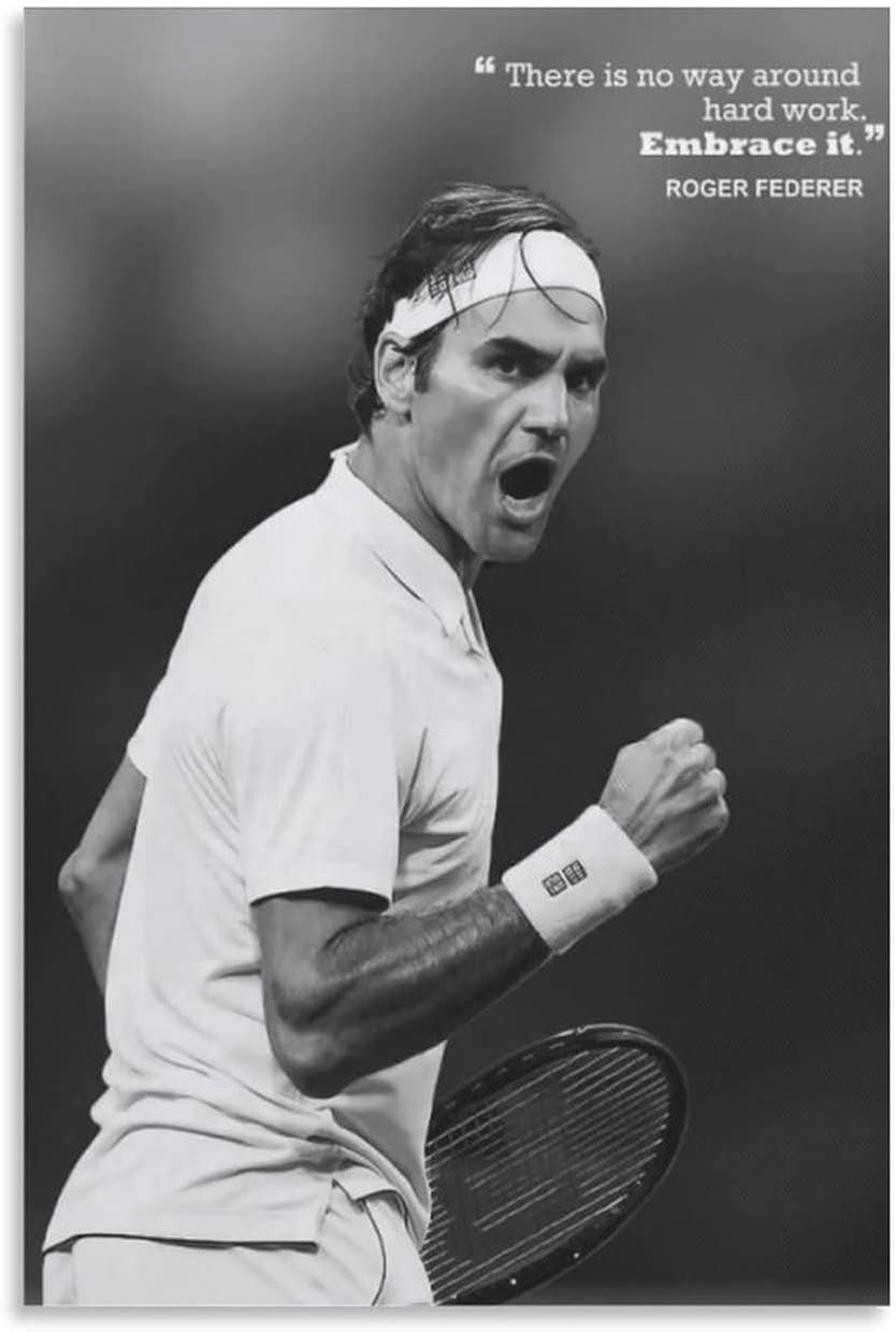 Amazon.com: Tennis Player Roger Federer Poster, Motivational Quotes ...