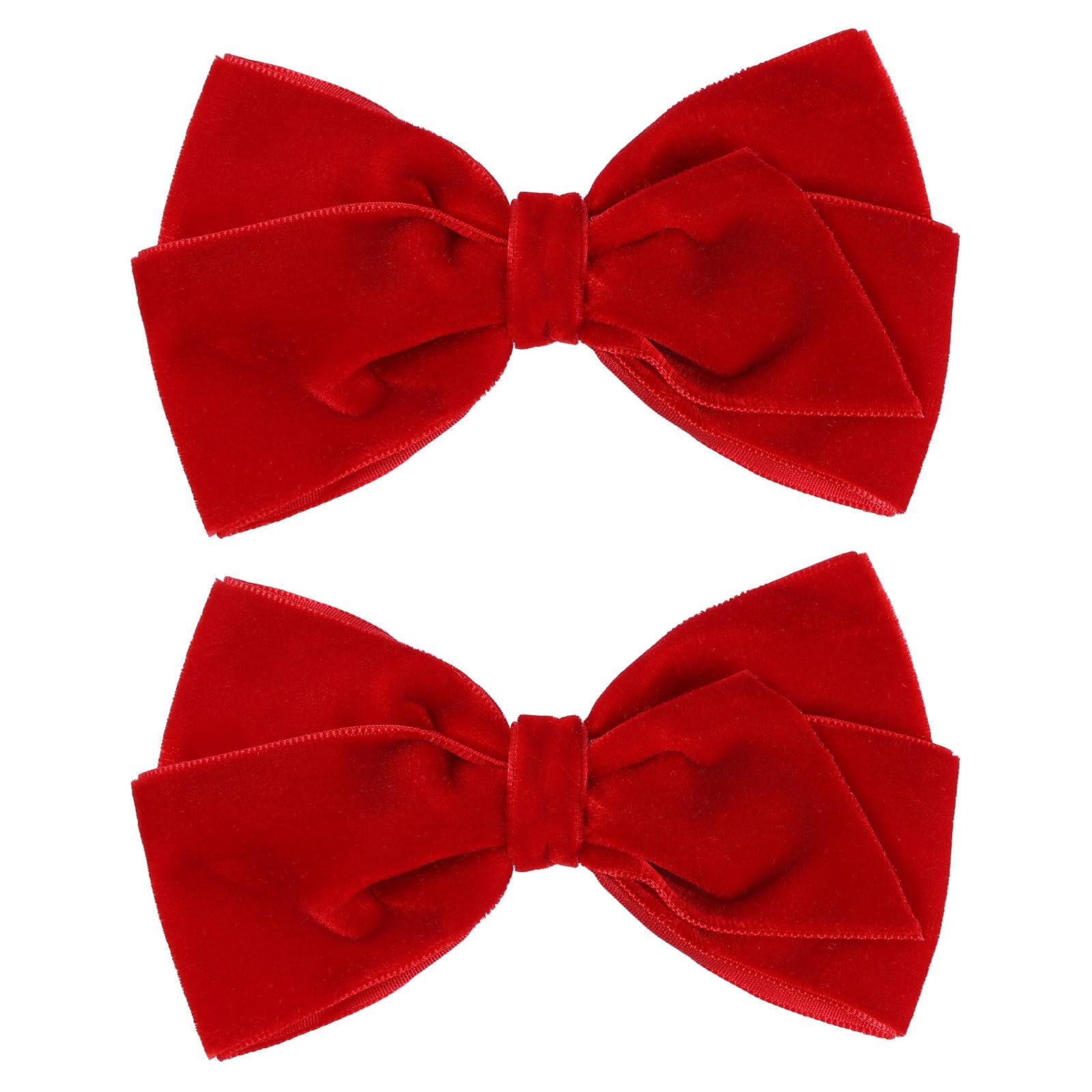 Amazon.com : Red Velvet Ribbon Hair Bow Clips 4.5" Christmas Valentines ...
