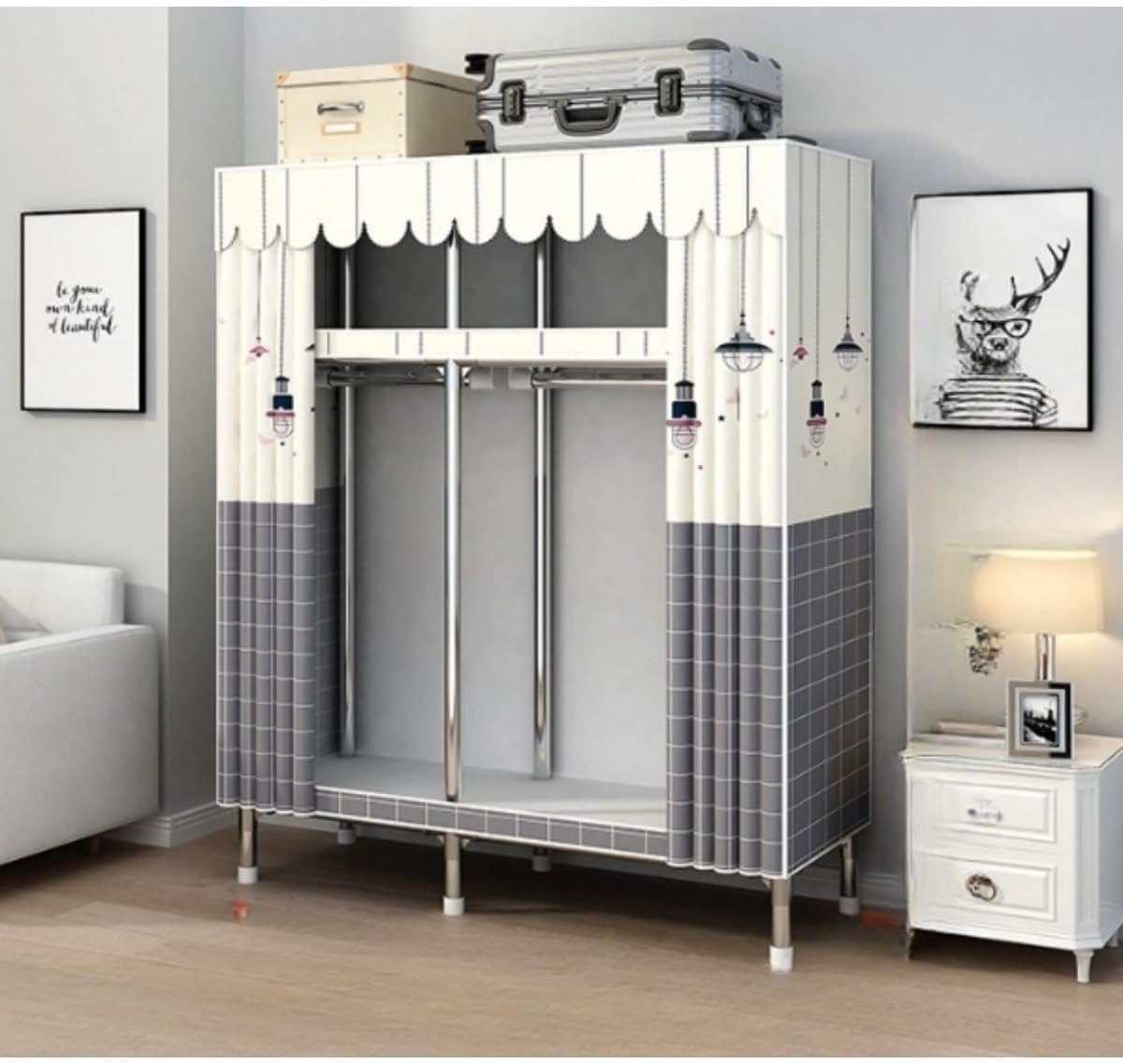Amazon｜REENEW 大容量、組み立て簡単、100*45*170CM衣類収納ラック、防塵、防汚、衣類収納、カバー付き (C)｜ワードローブ オンライン通販