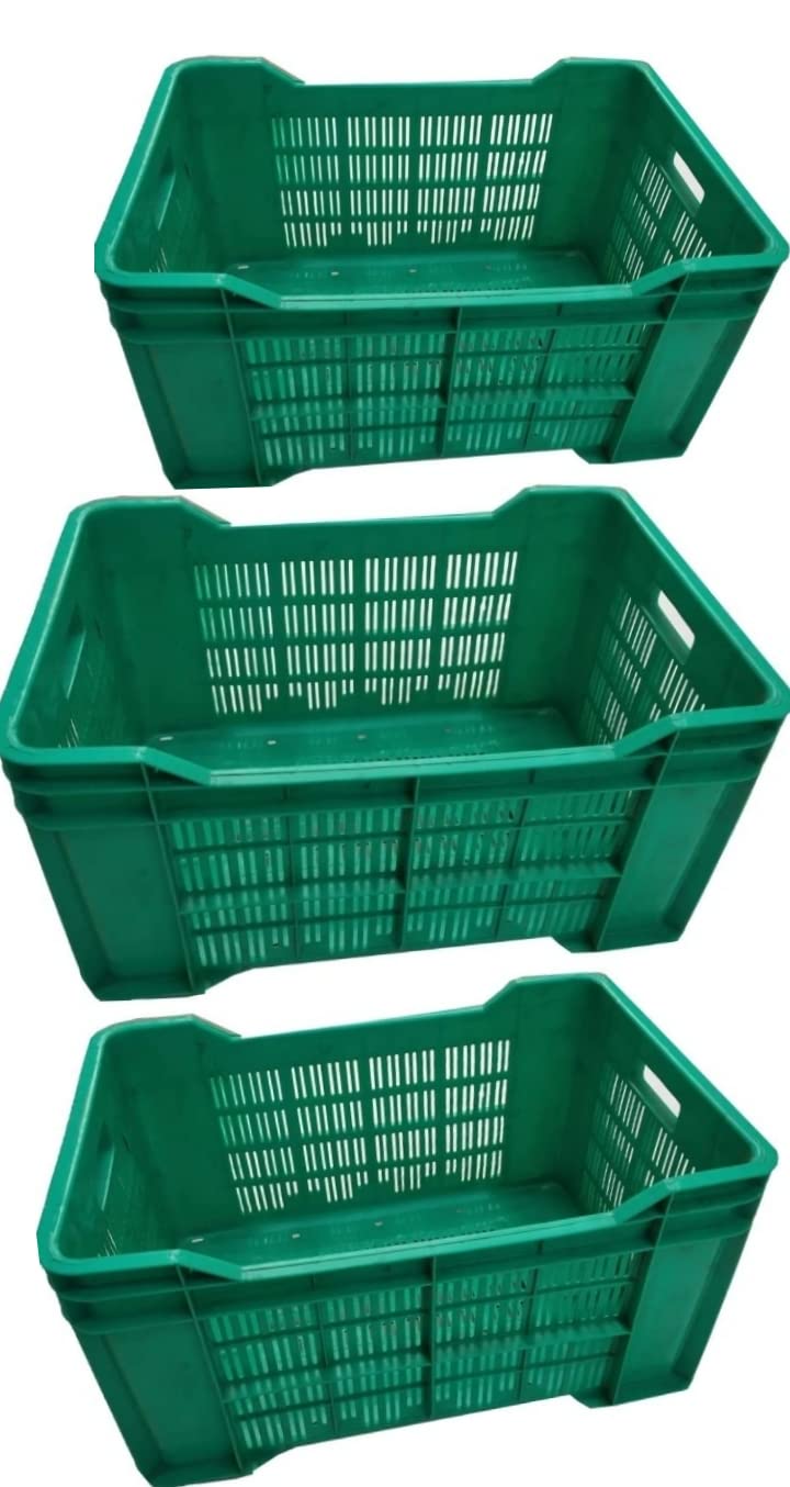 Plastic Heavy Duty Multipurpose Storage Crates, 533x360x305 mm, GREEN ...