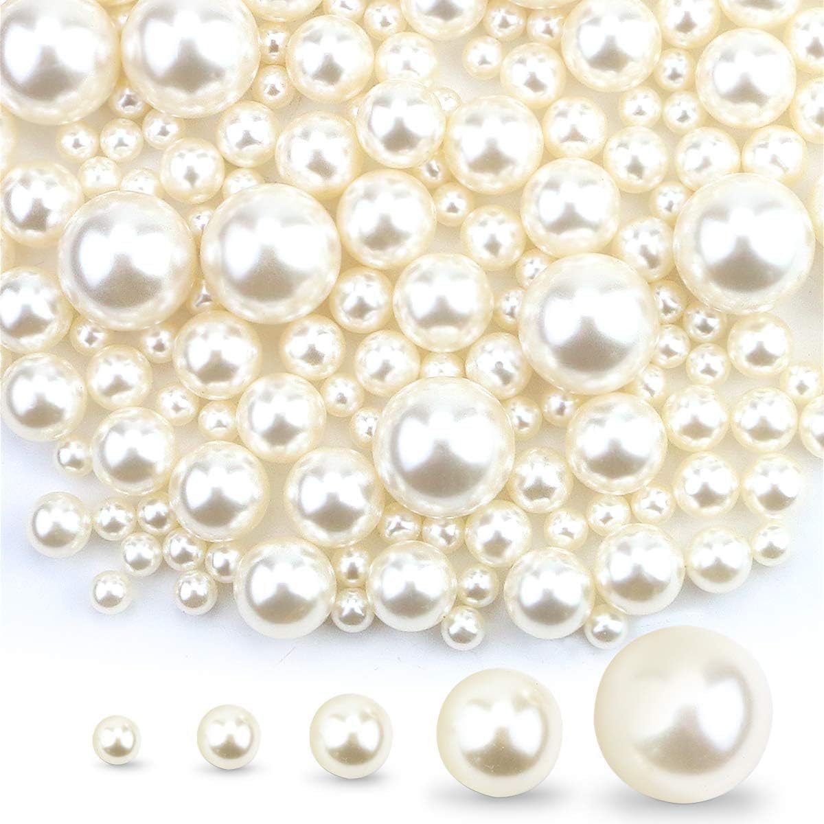 Amazon.com: Uplama 2000Pcs Assorted Sizes Ivory Pearl Beads Loose ...