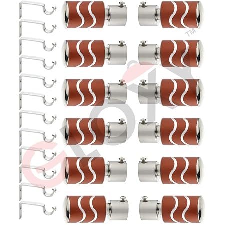 Buy GLOXY Stainless Steel Brackets Parda Holder with Support 1 Inch ...