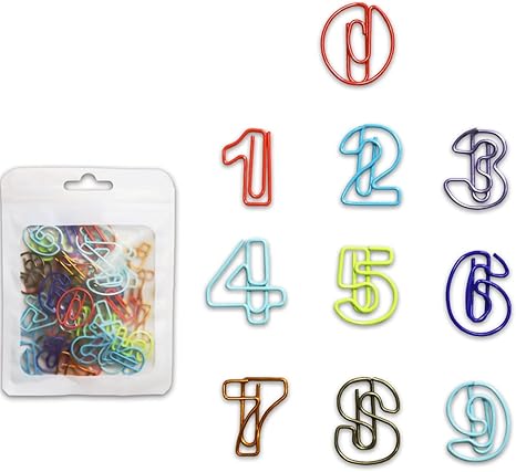 Amazon.com : SUQMZAK 60 pcs Number Shaped Paper Clips,Multicolor ...
