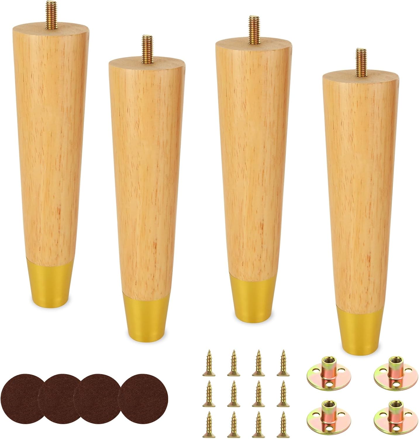 Amazon.com: DAJAVE 8 Inch Wood Furniture Legs Set of 4, Wooden Sofa Leg ...