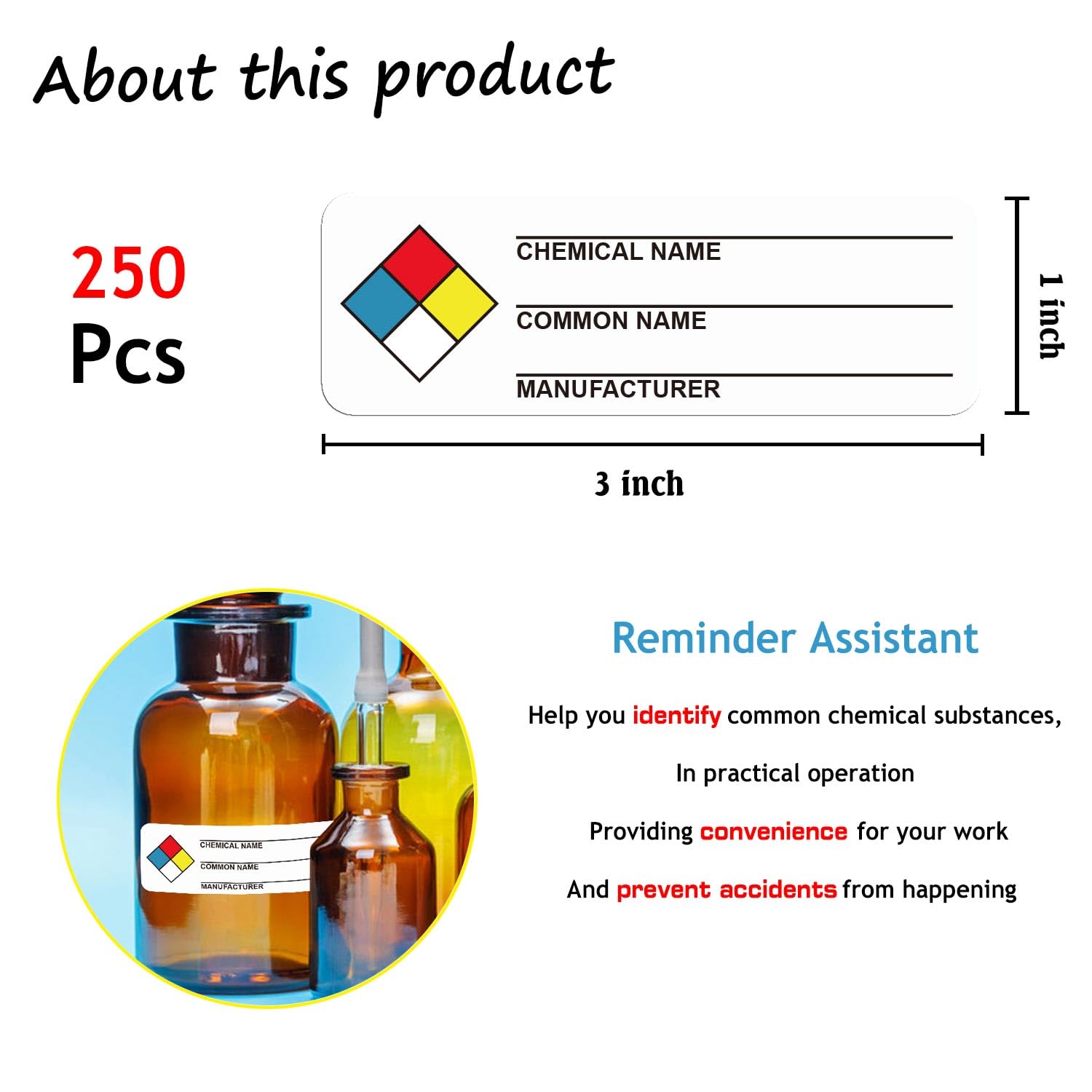 SDS Stickers/MSDS Stickers for Chemical Safty Data 2 X 3 Inches ...