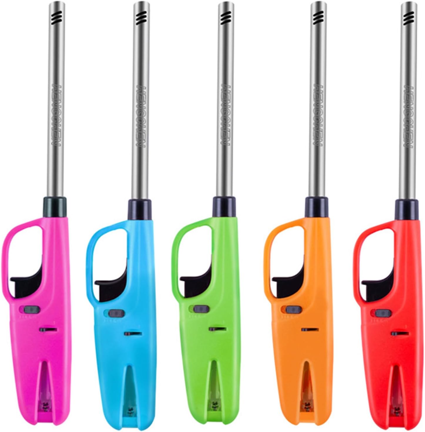 Amazon.com: 5 Pack Long Neck Adjustable Lighter - Butane Gas Refillable ...