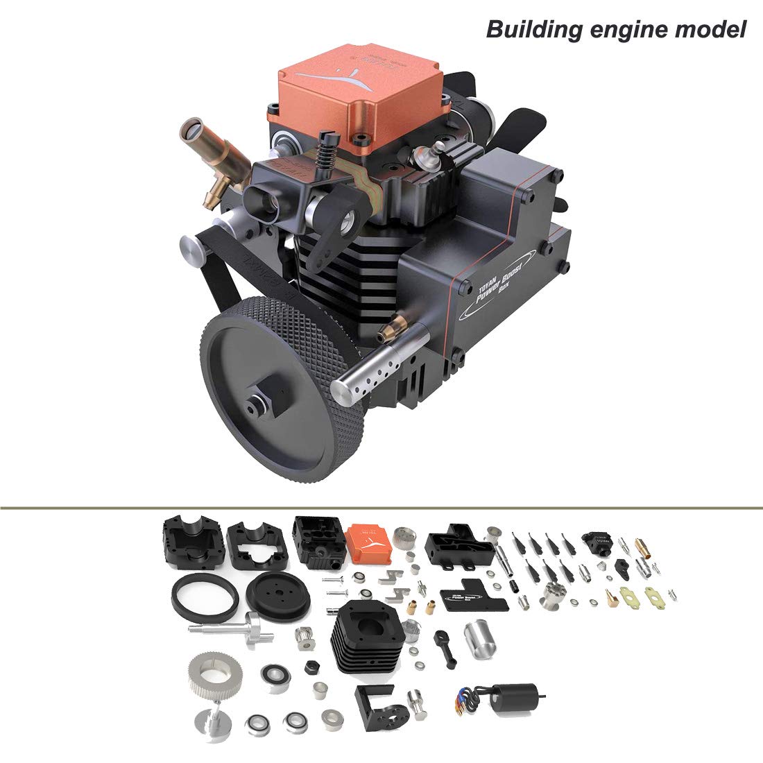 Buy RuiyiF 4 Stroke Methanol Engine Assembly Kit for 1:10, 1:12, 1:14 ...
