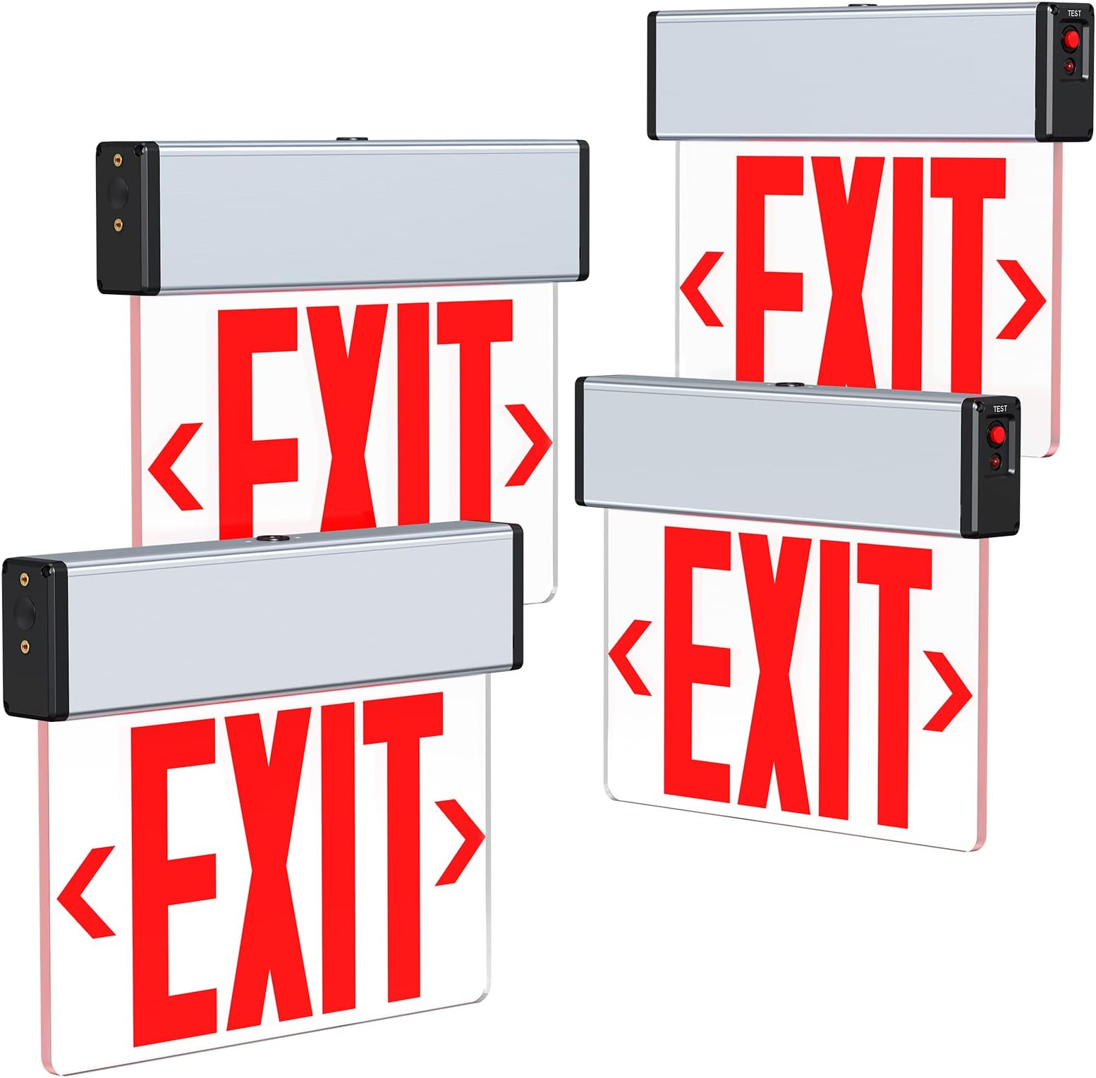 LED Edge Lit Exit Sign Aluminum Housing AC 120-347V Emergency Exit ...