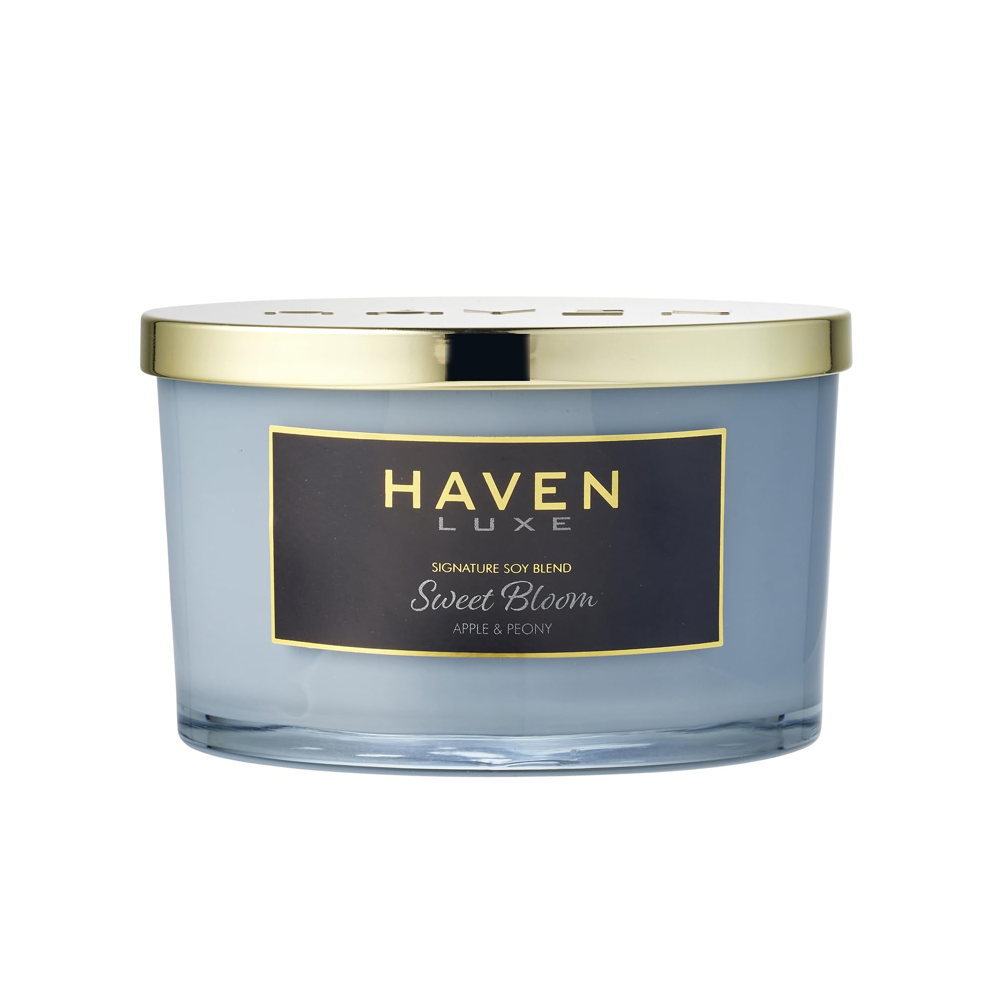 Haven Apple & Peony Scented Candle in Glass Jar - Clean-Burning Soy Wax ...
