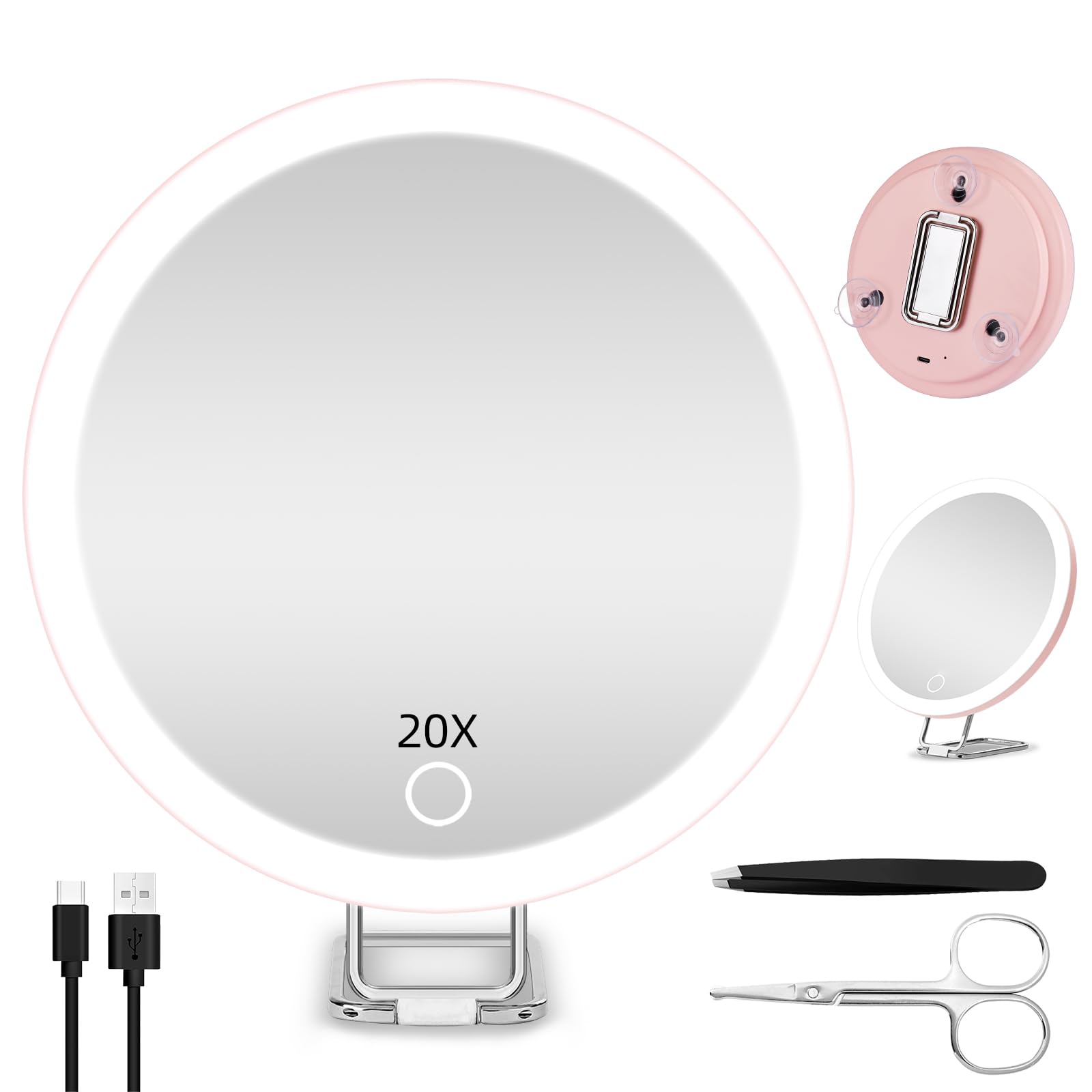 Amazon.com - 20X Magnifying Mirror with Lights, 6'' Makeup Magnified ...