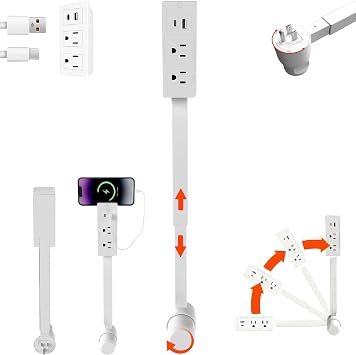 Electrical Outlet Extender Features USB-A,USB-C,2 AC Outlets,Wall Power ...