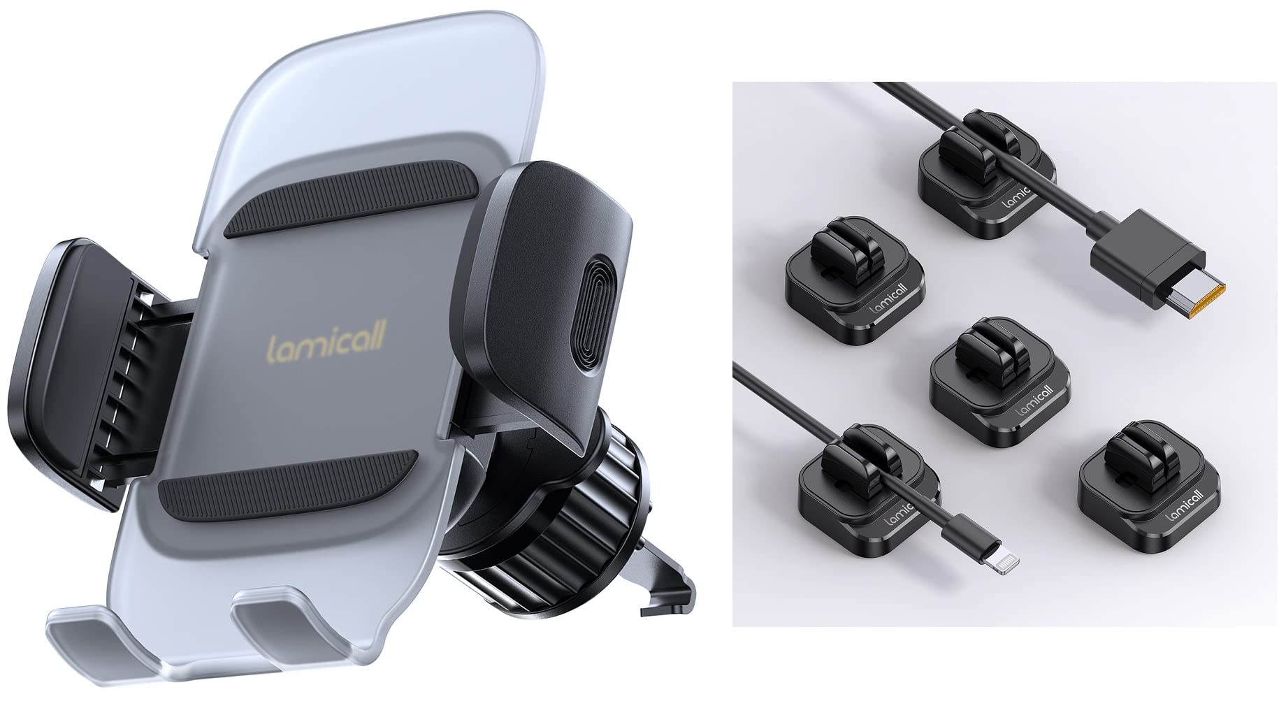 Amazon.com: Lamicall Car Vent Phone Mount & Cable Spring Holder Clips ...