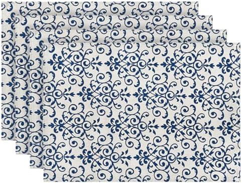 Amazon.com: Generic AnyDesign Vintage Floral Placemats Blue Flower ...