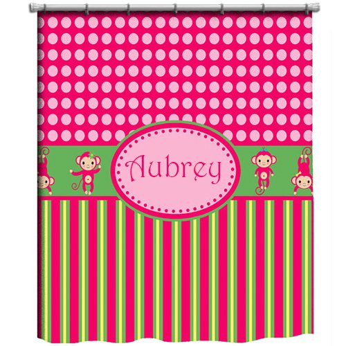 aBaby Custom Personalized Shower Curtain, Pink Monkey, Name Aubrey ...