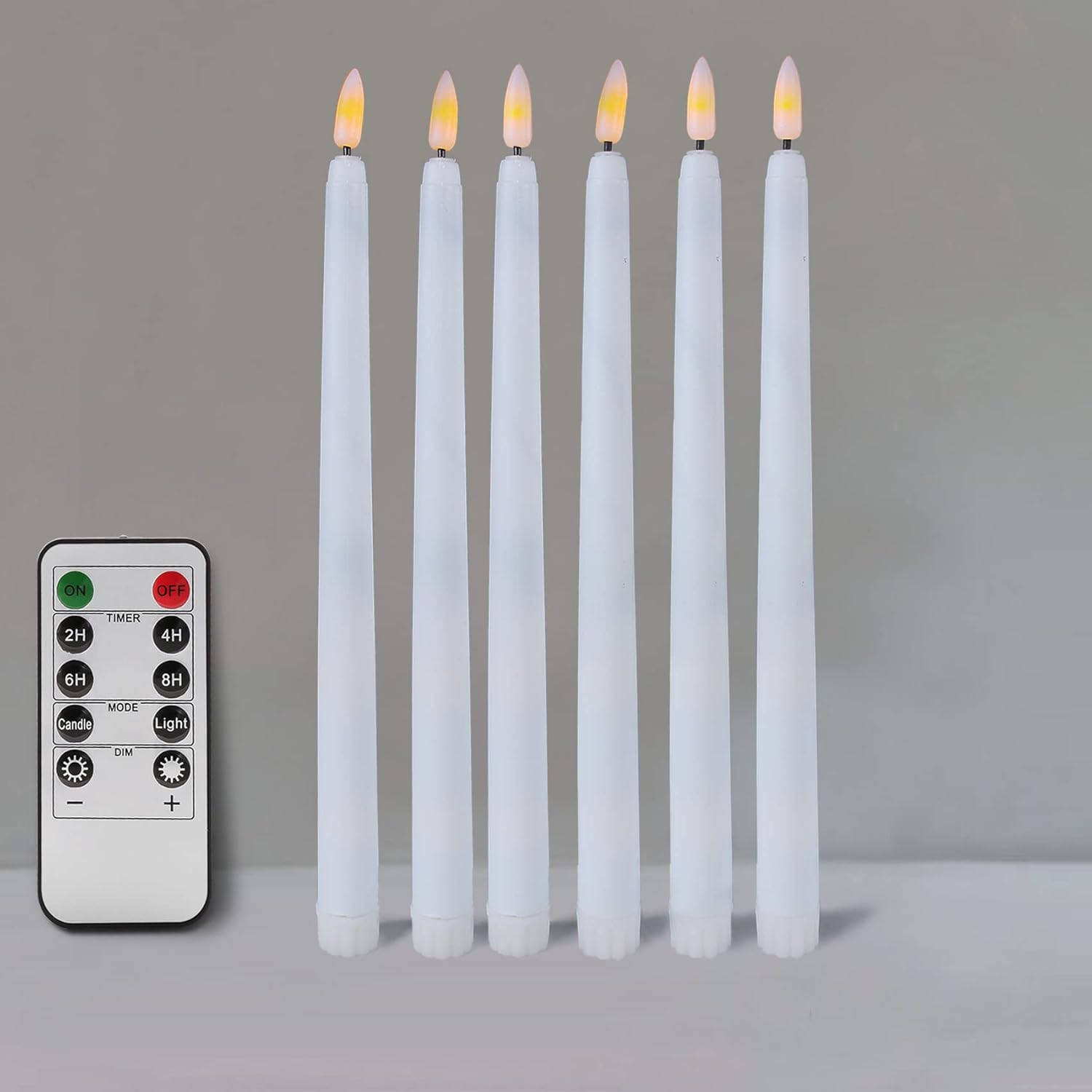 Duduta Paquete de 12 velas cónicas LED blancas con control remoto velas ...