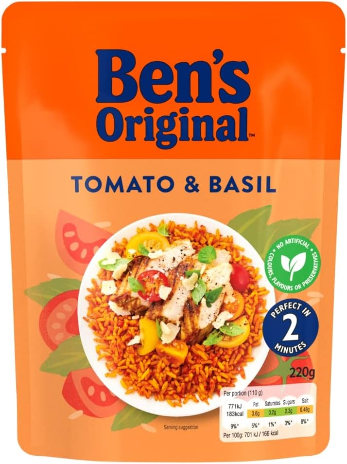 BEN'S ORIGINAL Tomato and Basil Microwave Rice, Bulk Multipack 6 x 220g ...