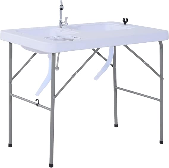 Amazon.com : Outsunny Folding Camping Table with Faucet and Dual Water ...