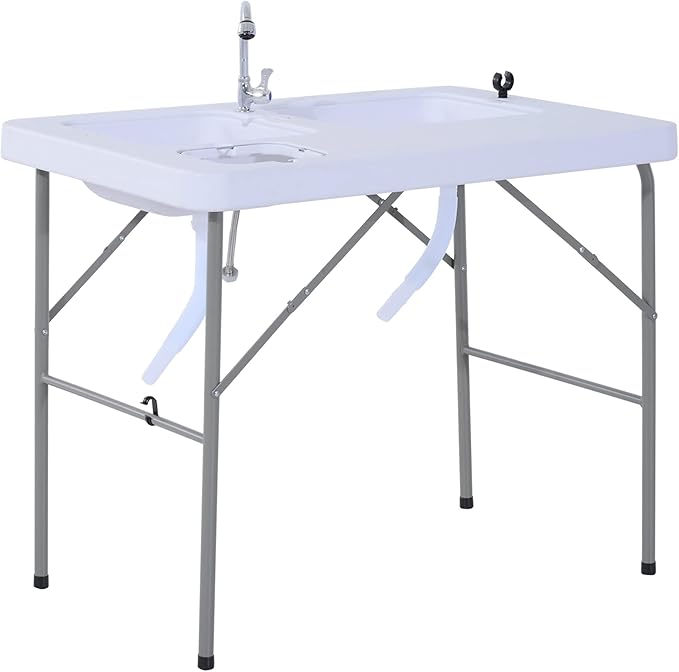 Amazon.com : Outsunny Folding Camping Table with Faucet and Dual Water ...