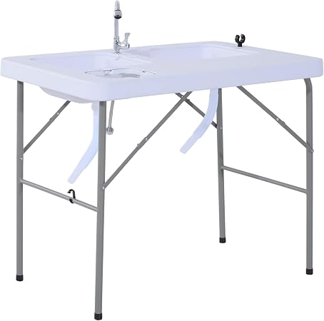 Amazon.com : Outsunny Folding Camping Table with Faucet and Dual Water ...
