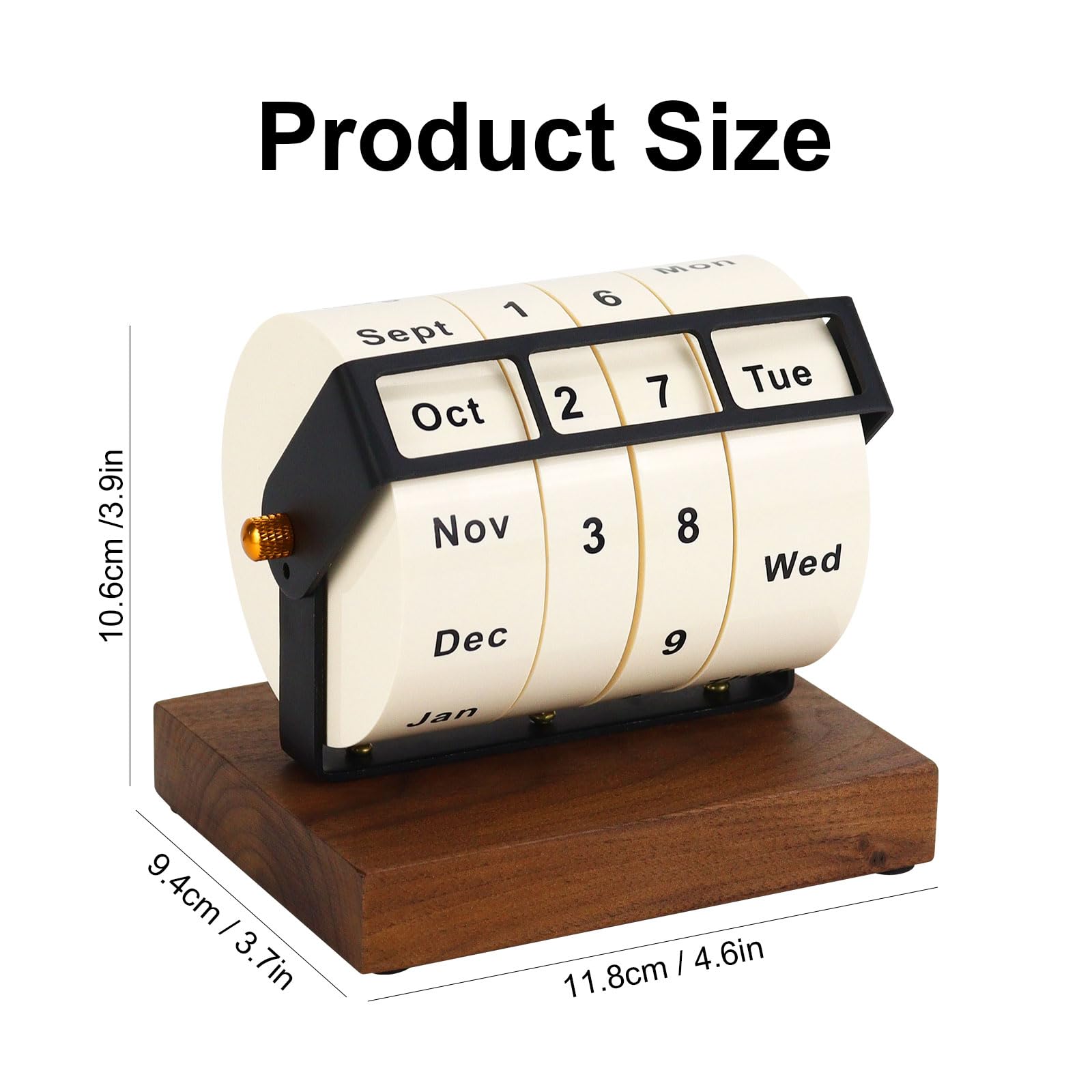 Snapklik.com : Wooden Perpetual Calendar For Office Desk Decor, Rotary ...