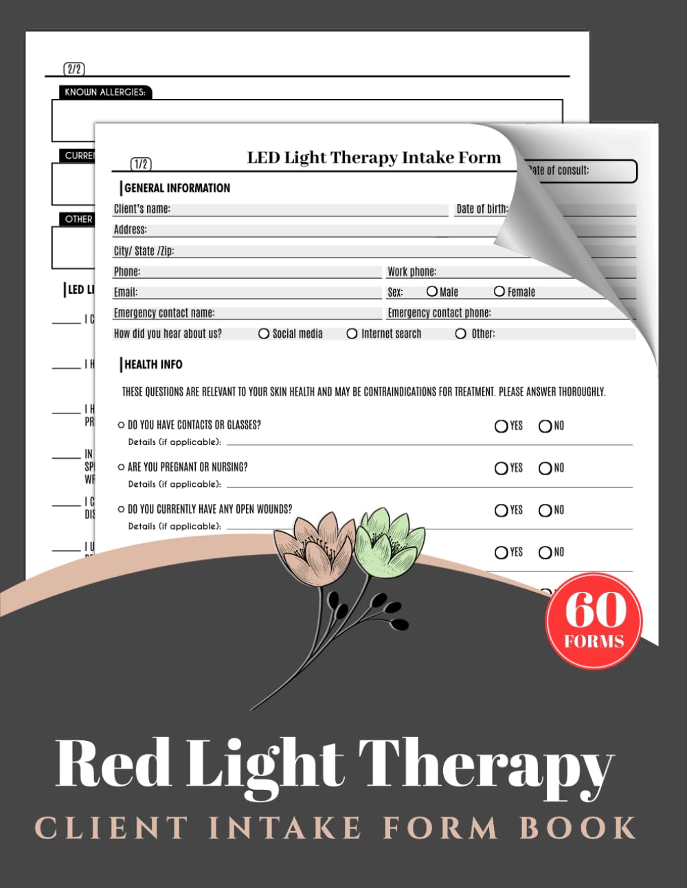 Buy Red Light Therapy Client Intake Form Book: 60+ Light Emitting Diode ...