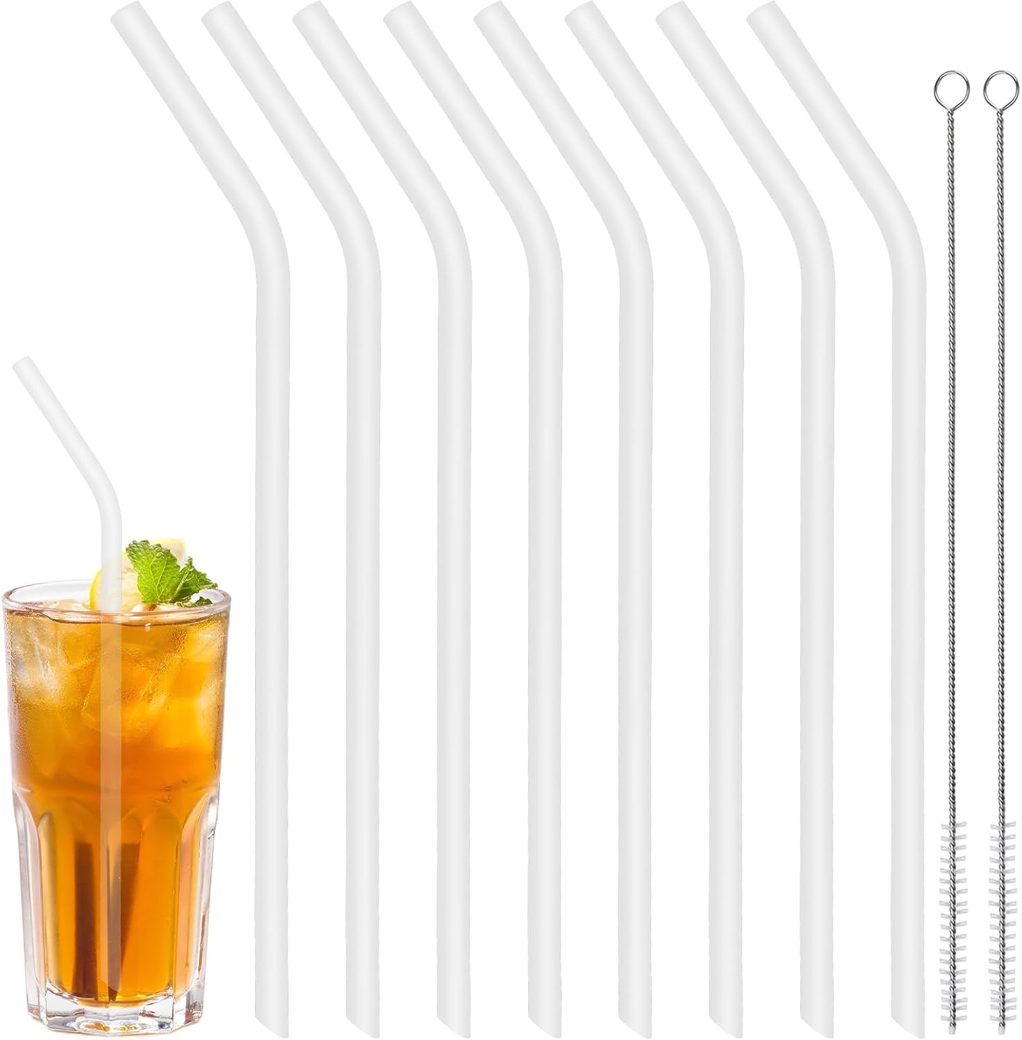 Amazon.com: Silicone Reusable Straws 8 Pcs Clear Silicone Straws Long ...