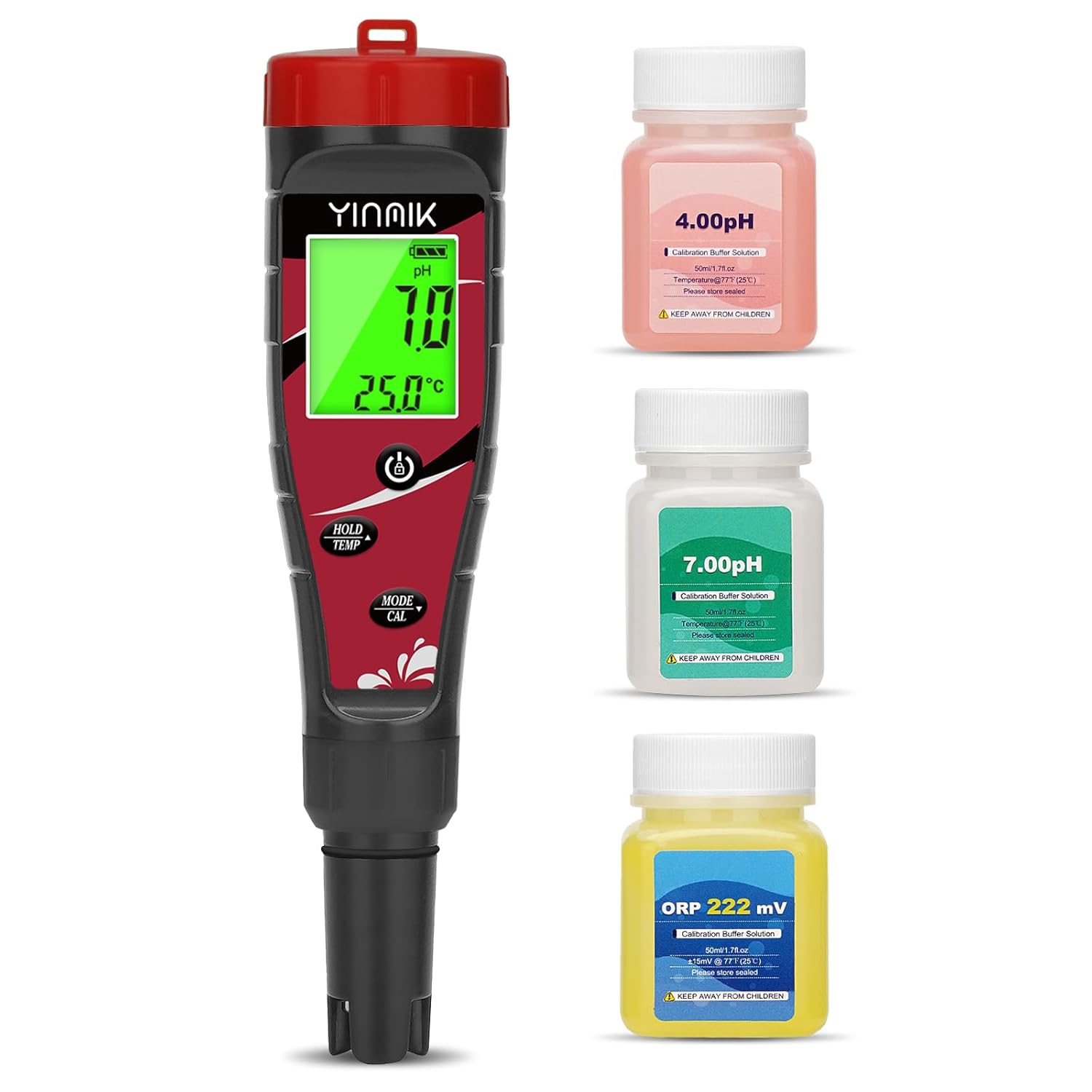 Pool Chlor Messgerät YINMIK Digital pH Tester 7-in-1 Salzmessgerät für ...