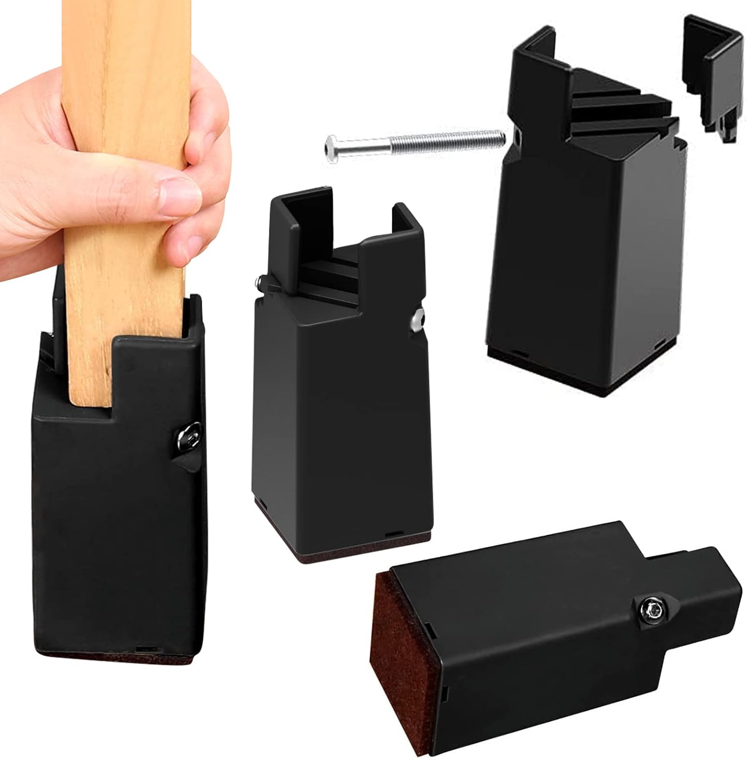 Amazon.com: MQ 4 Pack Adjustable Bed Risers 10 cm with Screw Clamp,4 ...