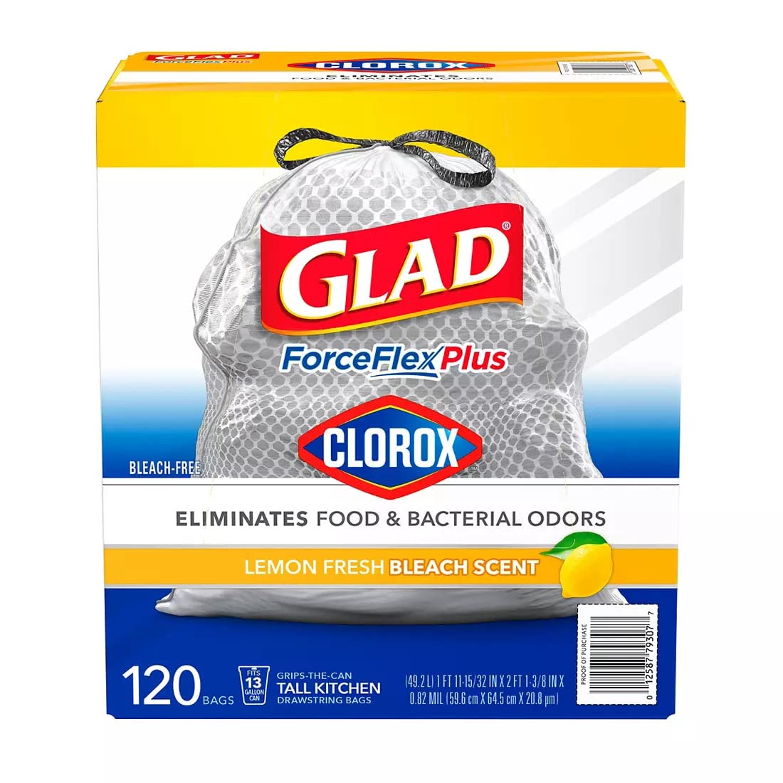 Amazon.com: Glad ForceFlex Plus Tall Kitchen Trash Bags With Clorox ...