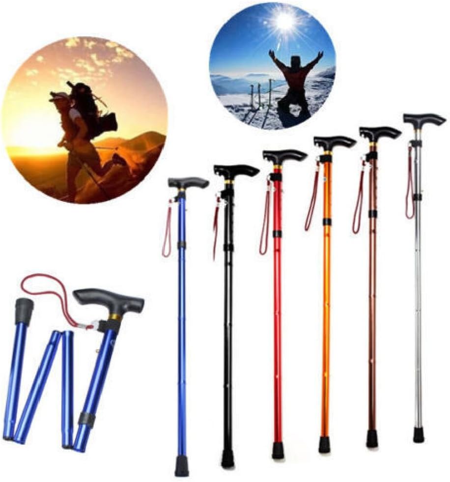 Amazon.com: Folding Handle Cane Adjustable Retractable Aluminum Stick ...