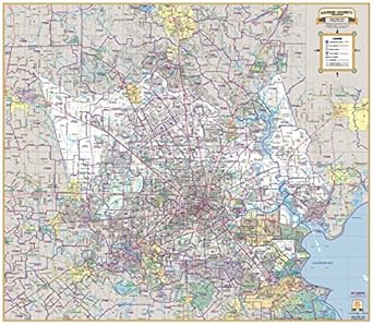 KeyMap Greater Houston/Harris County Laminated Full Color Road Wall Map ...