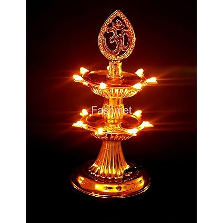 Buy VRCT 2 Layer New Electric Gold LED Bulb Lights Diya / 14 Deep Led ...