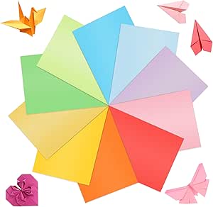A4 Origami Paper, 100 Sheets Coloured Paper Double Sided (80gsm) 10 ...