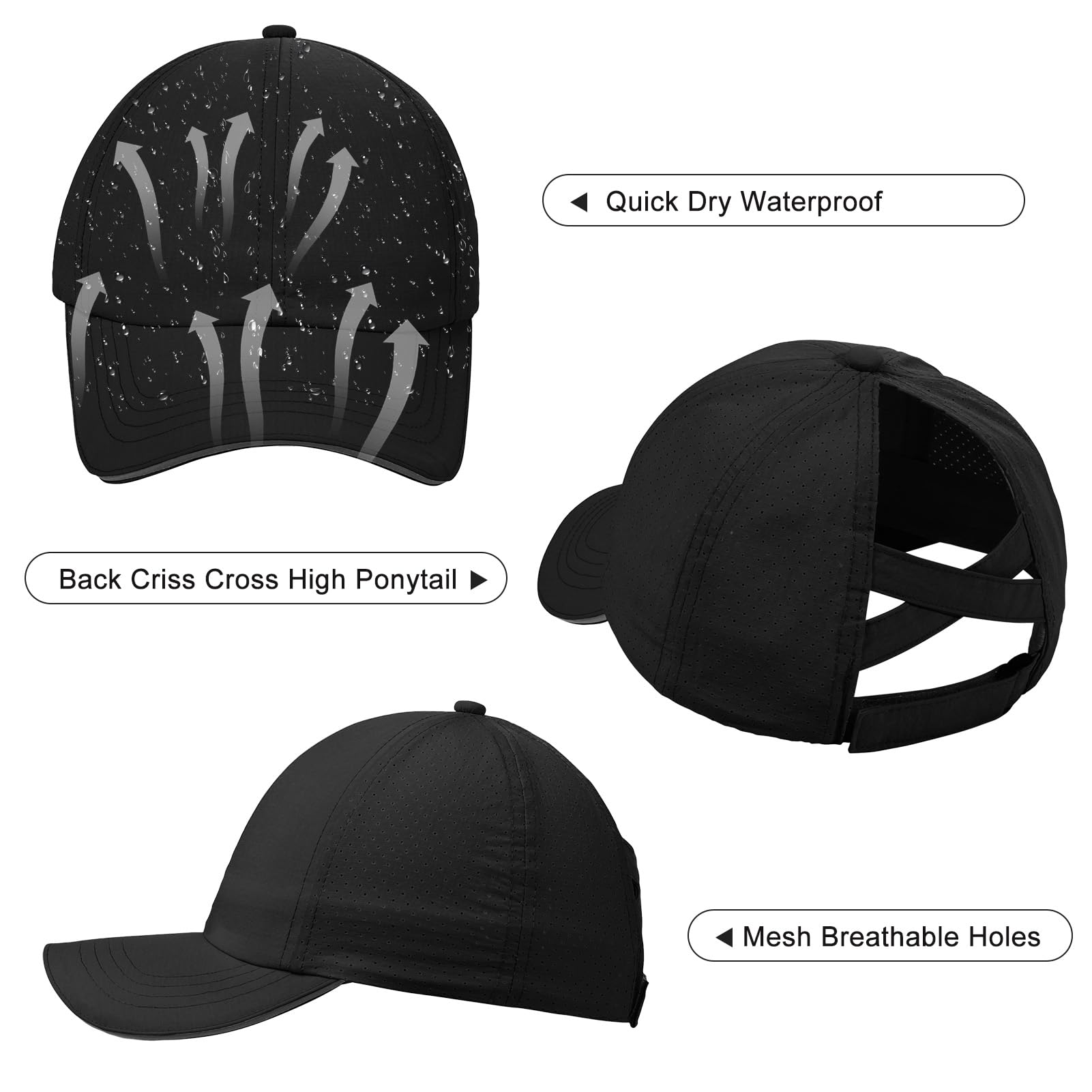 Snapklik.com : Little Girls Criss Cross Ponytail Hat Toddler Reflective ...