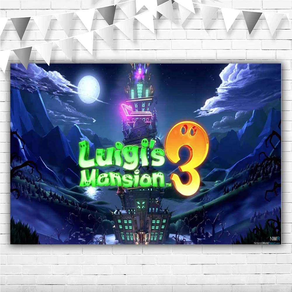 Ruru Luigi Mansion Birthday Party Supplies 7x5 Vinyl Luigi Mansion ...