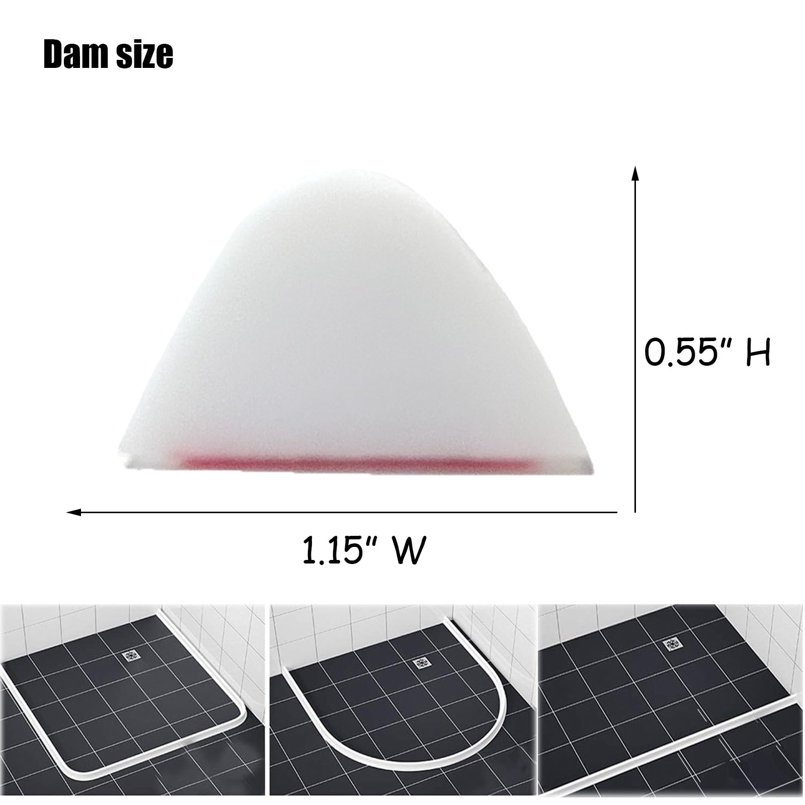 Snapklik.com : 1/2" High Collapsible Shower Threshold Water Dam Barrier ...