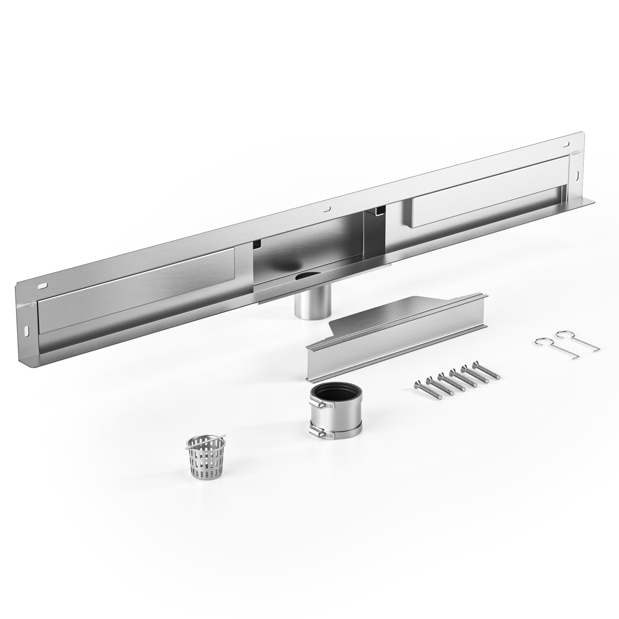Bernkot Linear Wall Drain 36’’, 304 Stainless Steel Side Drain w/Tiled ...