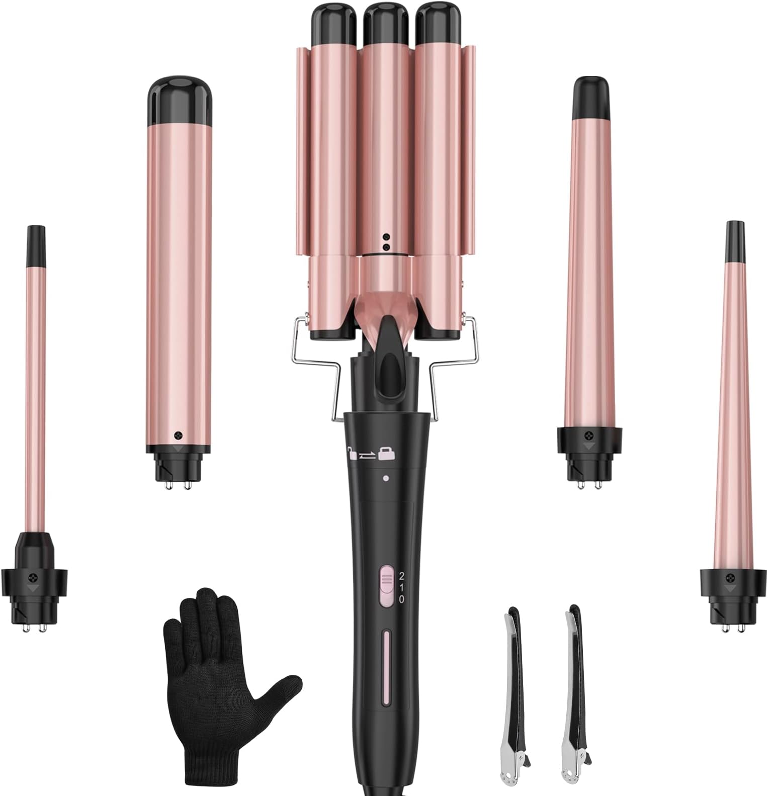 Amazon.com: 5-in-1 Curling Iron Set with 3 Barrels, Flat Iron, and ...