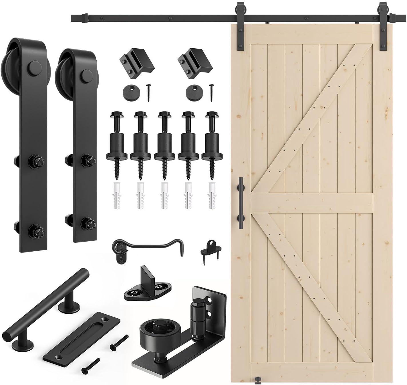 Amazon.com: SMARTSTANDARD 38in x 84in Sliding Barn Door with 6.6ft Barn ...