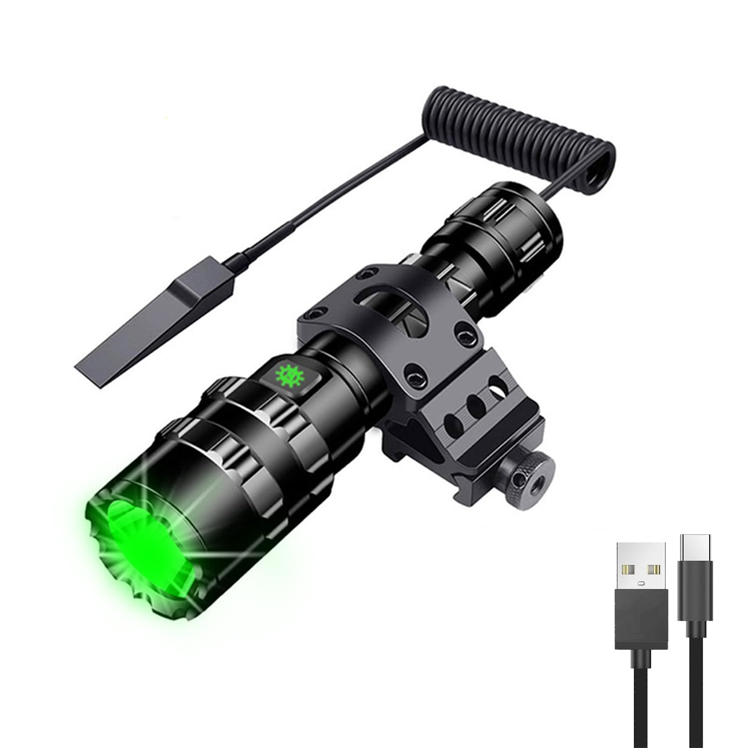 Snapklik.com : WINDFIRE Green Light Tactical Flashlight Rechargeable ...