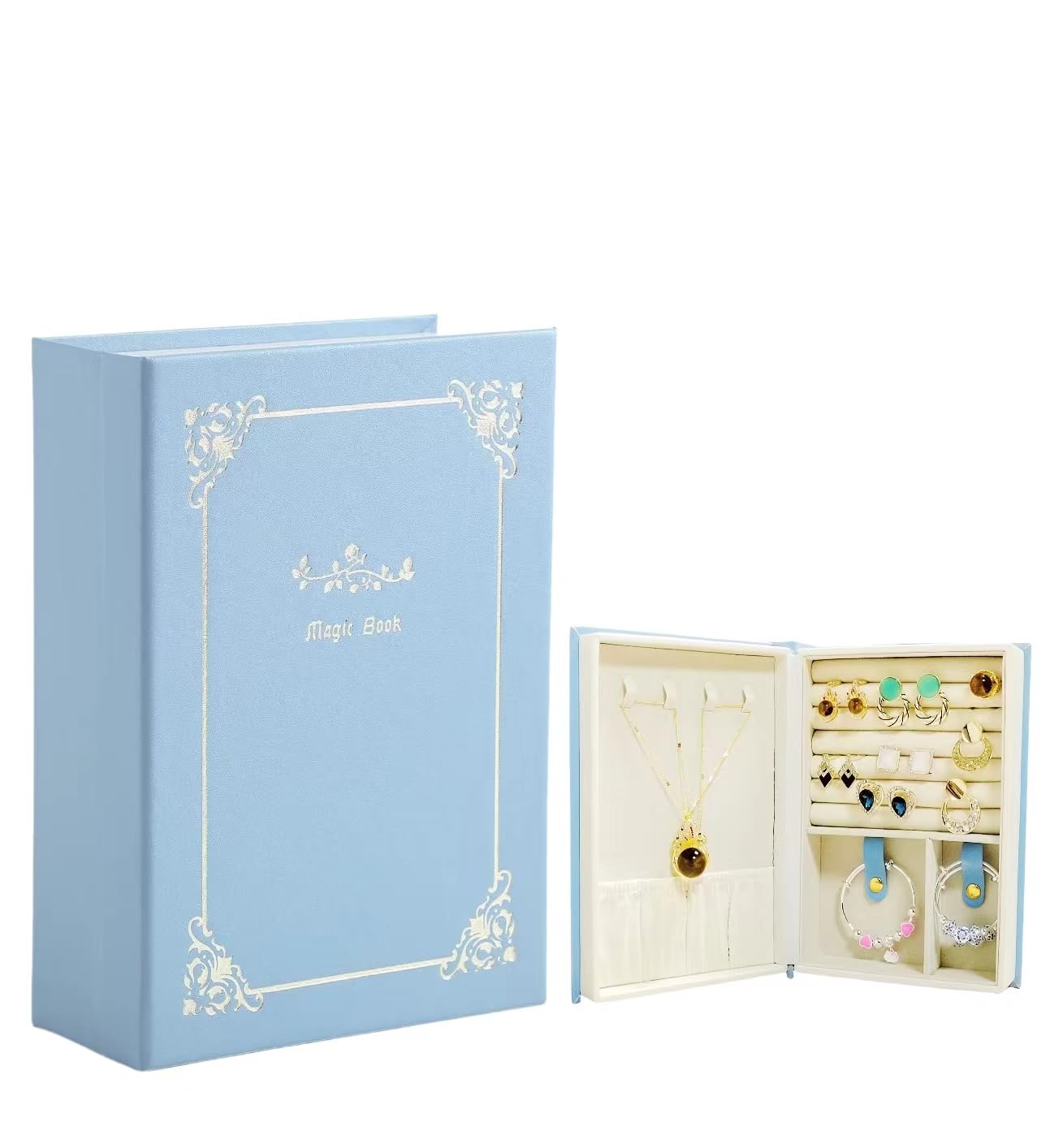Amazon.com: Misslanonly Book Jewelry Box Organizer PU Leather Jewelry ...
