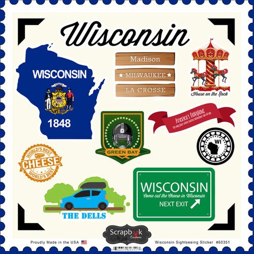 Amazon.com: Wisconsin Sightseeing Scrapbook Stickers (60351) : Arts ...