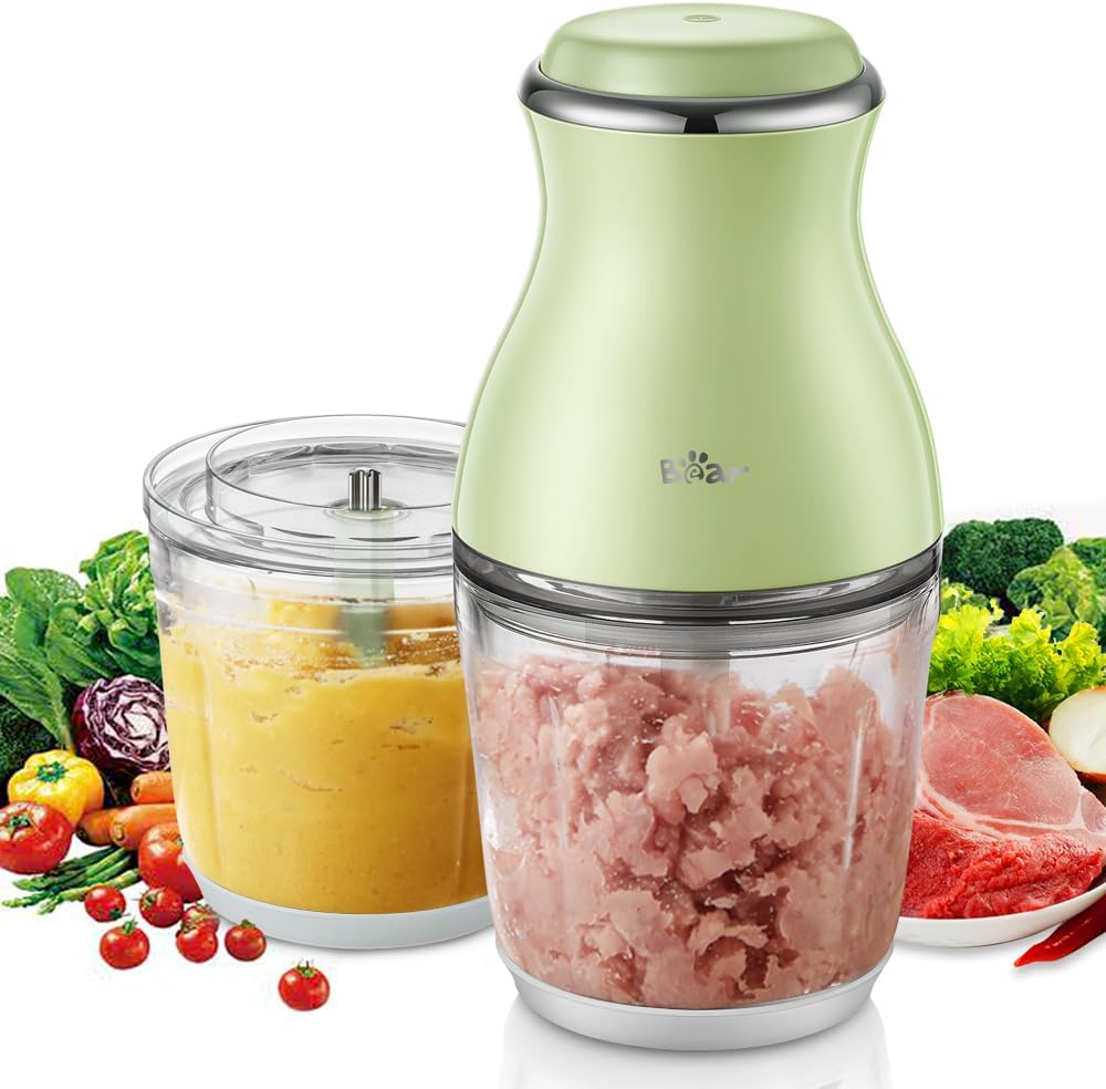 Bear 0.6L+0.6L Double Cups Mini Food Processors & Choppers,300W Solid ...