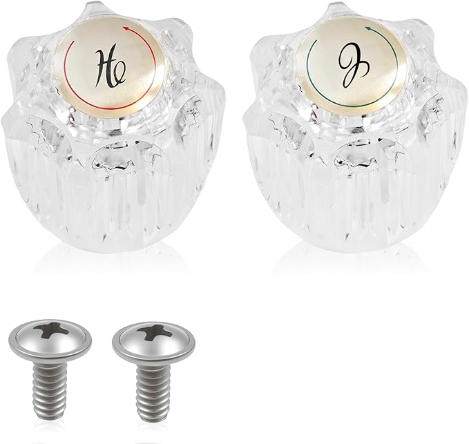 2PCS Clear Acrylic Faucet Handles Knobs Replacement Kit,Bathtub Sink ...