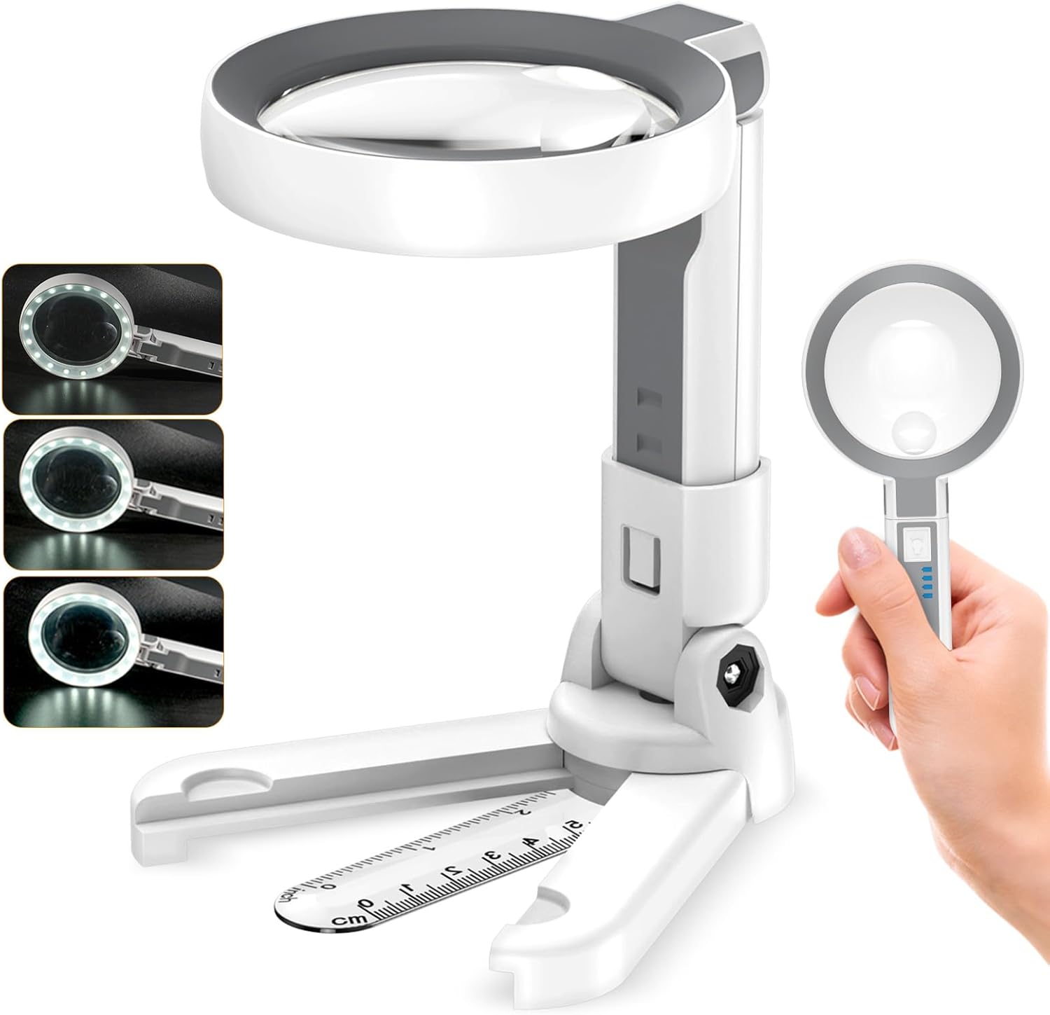 USCAMEL Magnifying Glass with LED Light, USB Rechargeable Magnifying ...