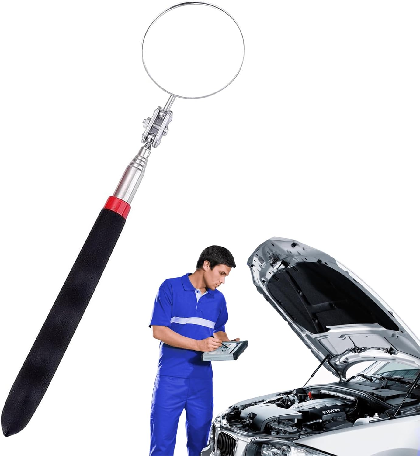 1 Pcs 50mm Diameter Stainless Steel Telescopic Round Mirror,Automotive ...